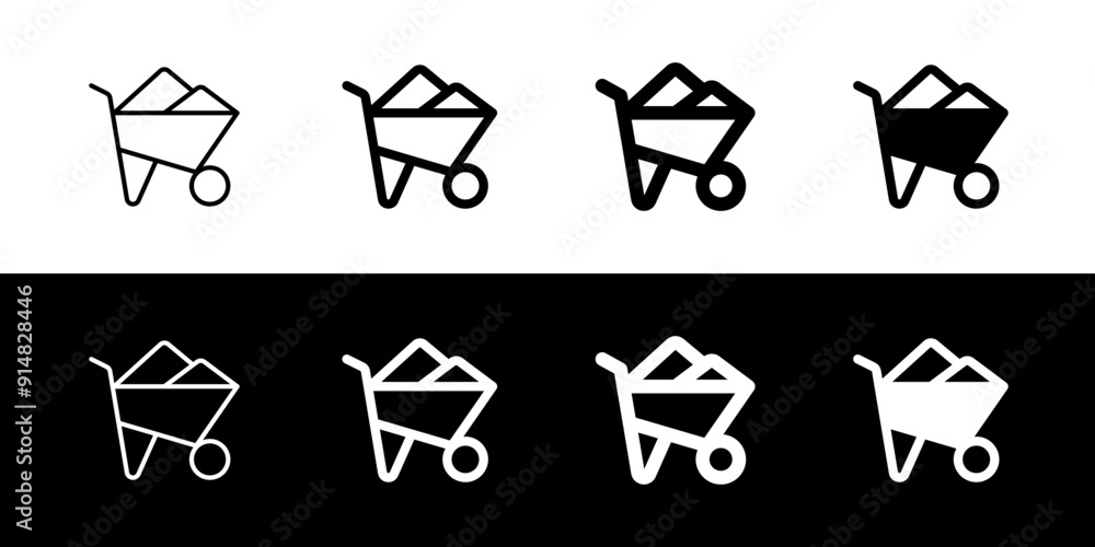 Editable wheelbarrow, cart, wheel, carrying, building vector icon ...