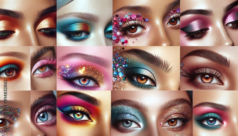 Eyes of a Thousand Colors: A dazzling collage of vibrant eye makeup ...