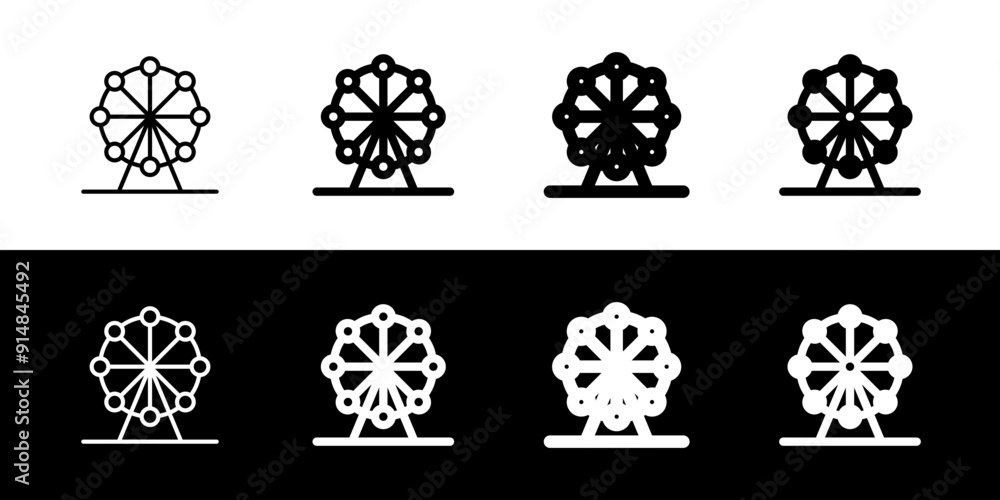 Editable ferris wheel, amusement park vector icon. Part of a big icon ...