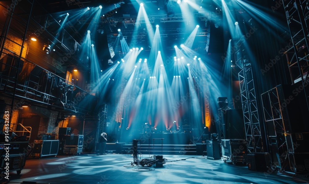 A Live stage production being built in a center stage type venue. Stage ...