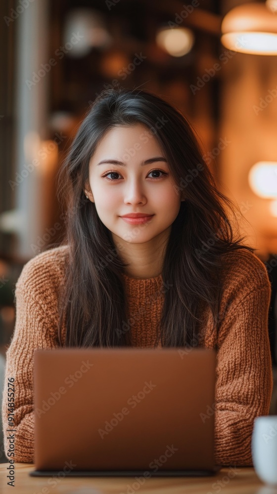 Young Woman Embracing Digital Learning: Online Language Course on ...