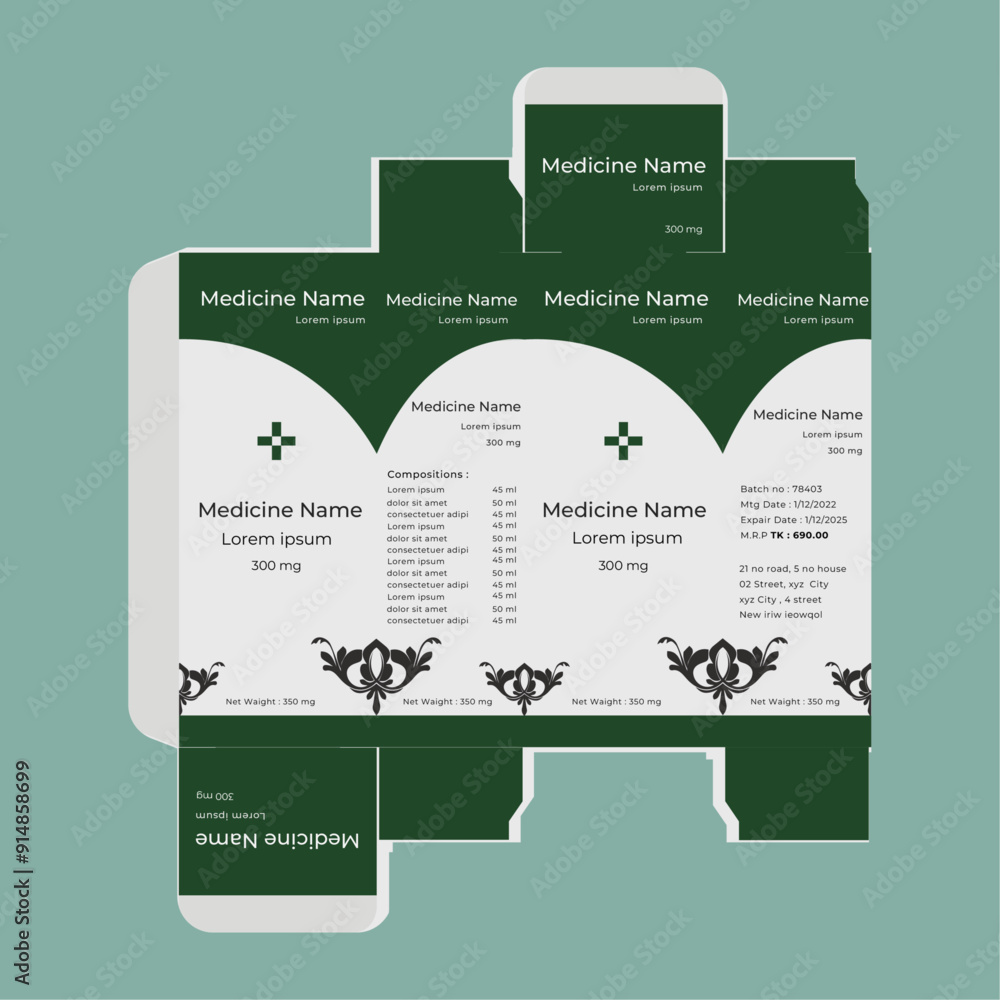 Packaging Box, Packaging design Template for medicine, cosmetic ...