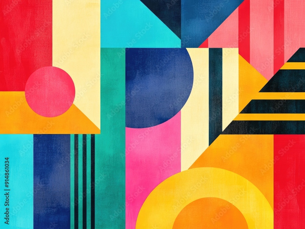 Abstract geometric shapes with metallic accents in a futuristic art ...