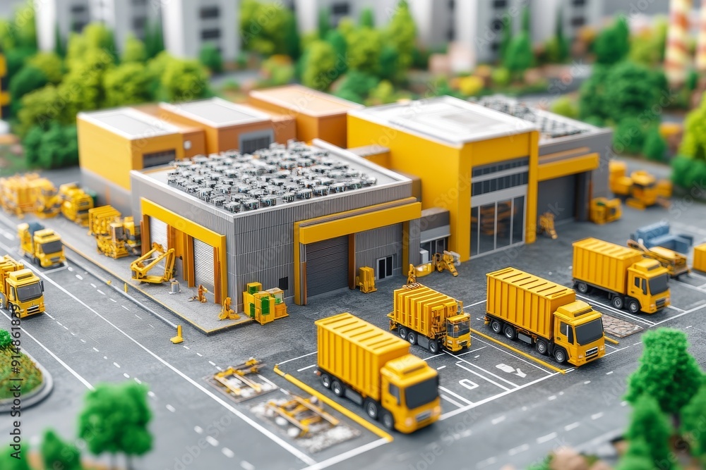 A detailed miniature model of a waste management facility complete with ...