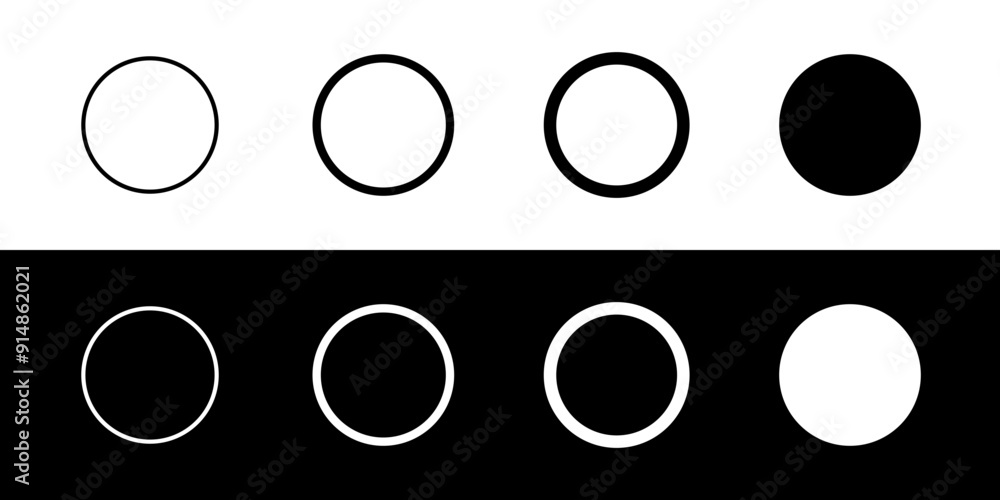 Editable vector record button icon. Black, transparent white background ...