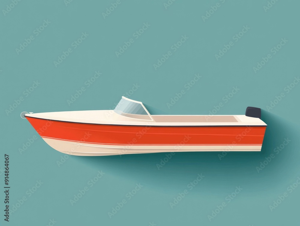 Sleek and stylized boat design with art deco revival aesthetic ...