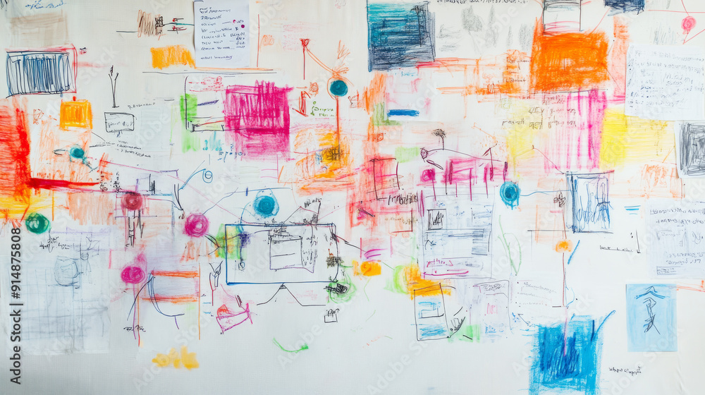 Illustrate a mind map or brainstorming session with interconnected ...