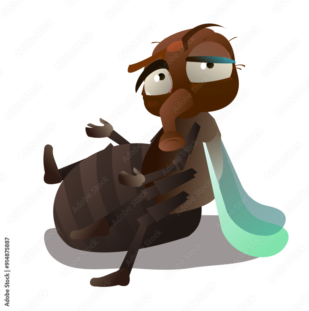 fly has eaten too much and tired. Dirty insect. Animal parasite. Object ...