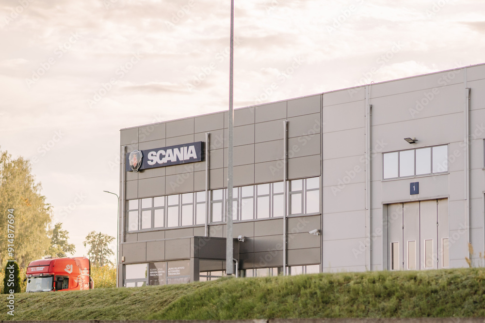 Valmiera, Latvia - August 8, 2024 - A modern industrial building with ...