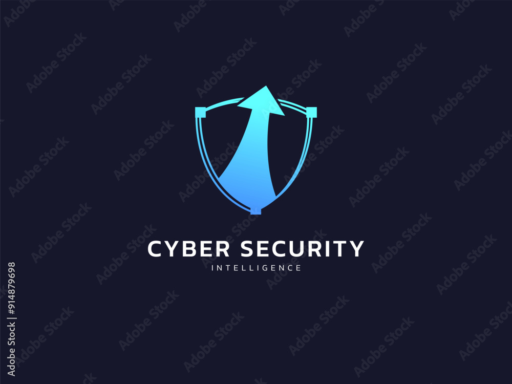 Cyber security intelligence data protection shield with Growth Arrow up ...
