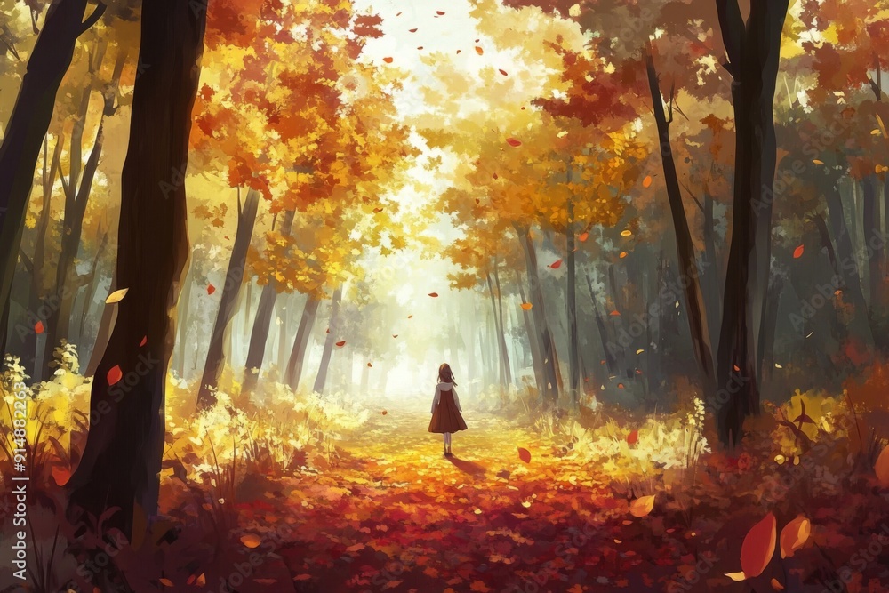 Autumn Stroll in Anime Style: A Whimsical Journey Through Fall Foliage ...