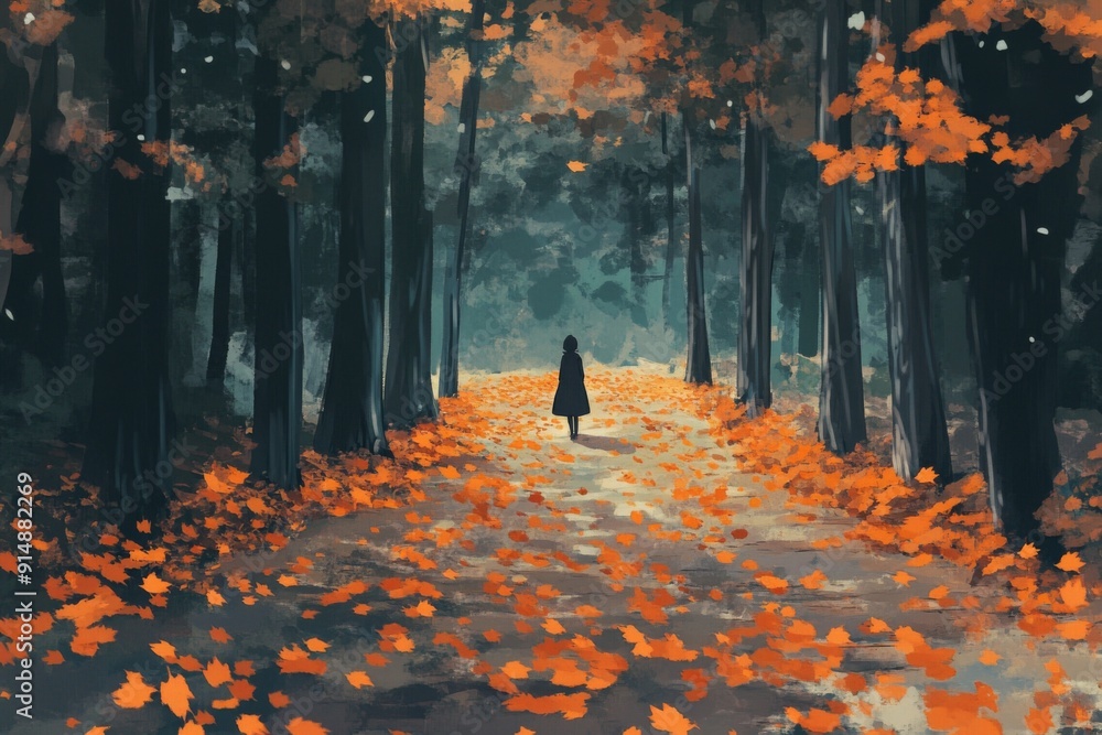 Autumn Stroll in Anime Style: A Whimsical Journey Through Fall Foliage ...
