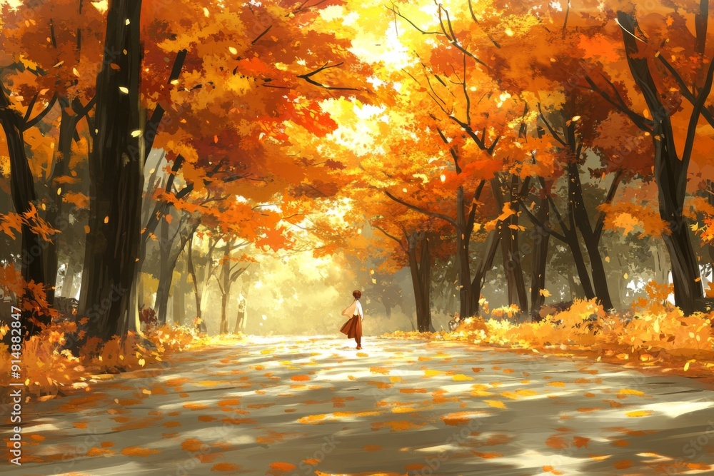 Autumn Stroll in Anime Style: A Whimsical Journey Through Fall Foliage ...