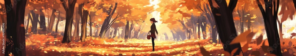 Autumn Stroll in Anime Style: A Whimsical Journey Through Fall Foliage ...