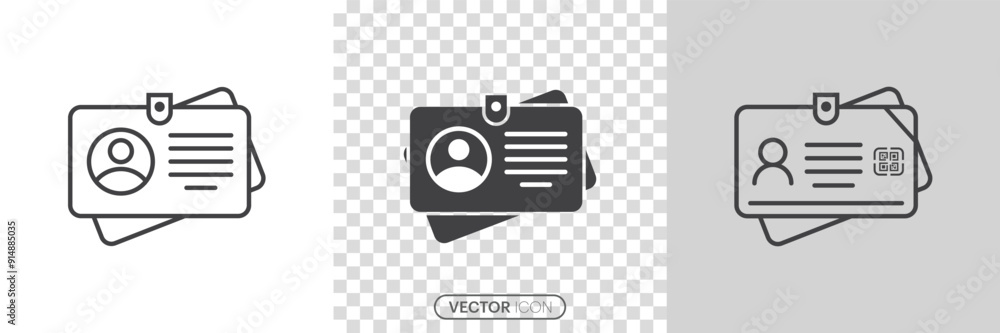Vetor de ID Card icon set. Identity document vector icons collection ...
