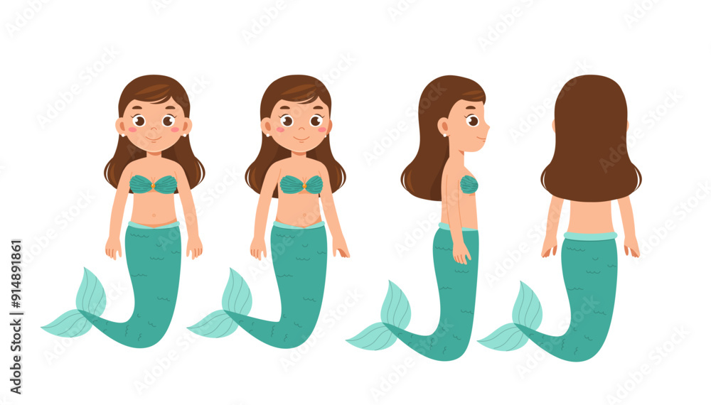 Beautiful mermaid constructor. Girl with fish tail. Kit for creating ...