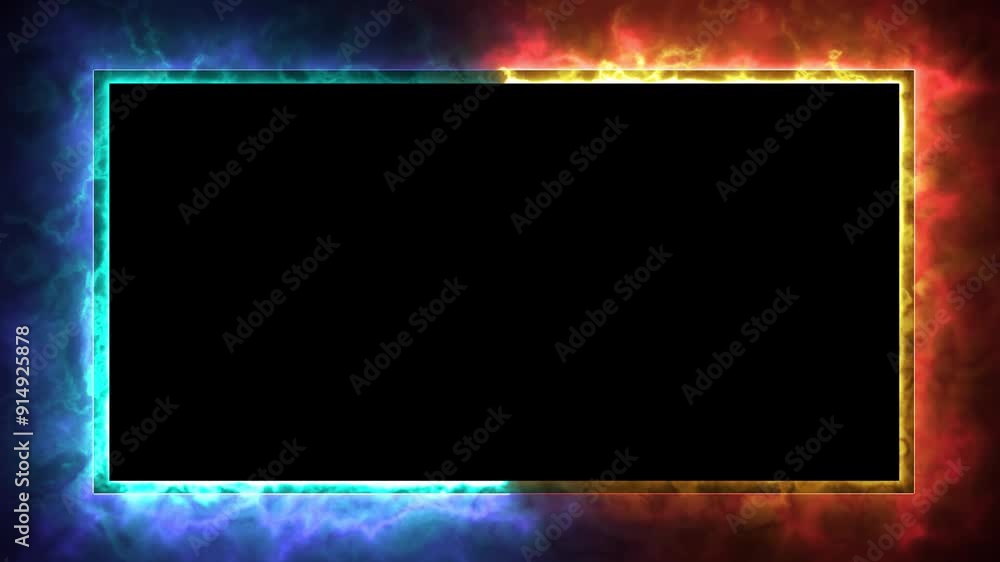 neon border frame, blue, red glowing border, rectangle, square, frame ...