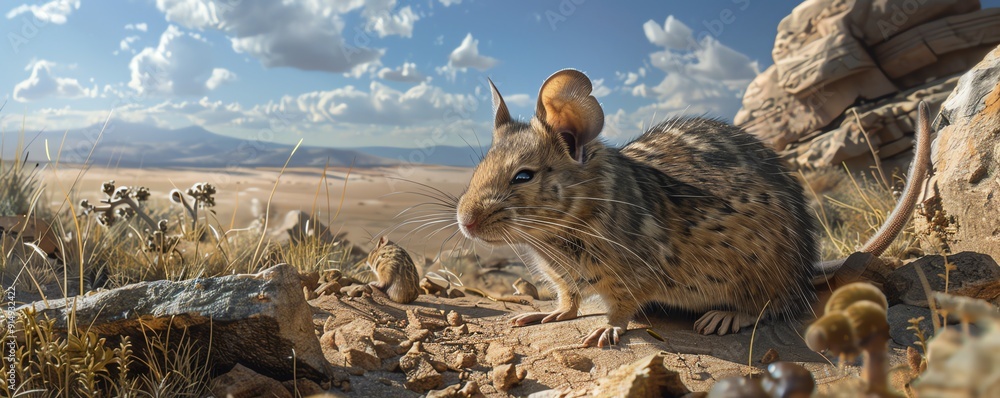 Endangered rodents gathering seeds from unique flora in a desert biome ...