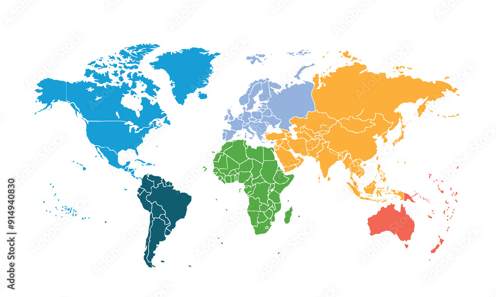 Map of the world with individual modern colorful for website layouts ...