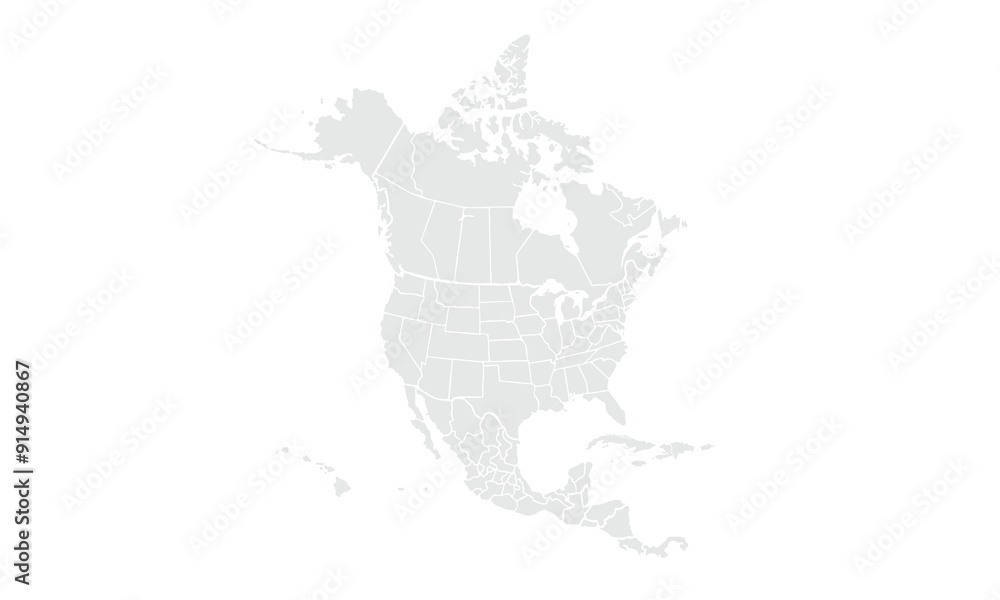 North America map Grayscale,isolated on white background for website ...