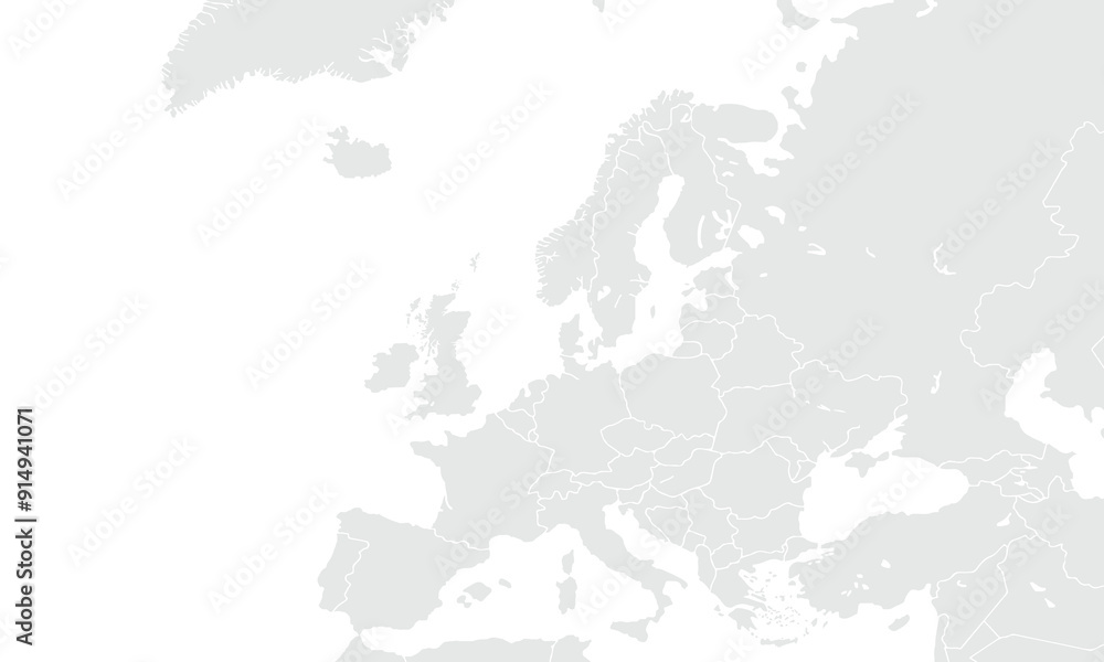 Europe map Grayscale,isolated on white background for website layouts ...
