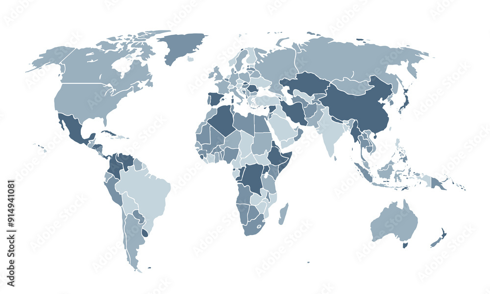 Map of the world with individual modern colorful for website layouts ...