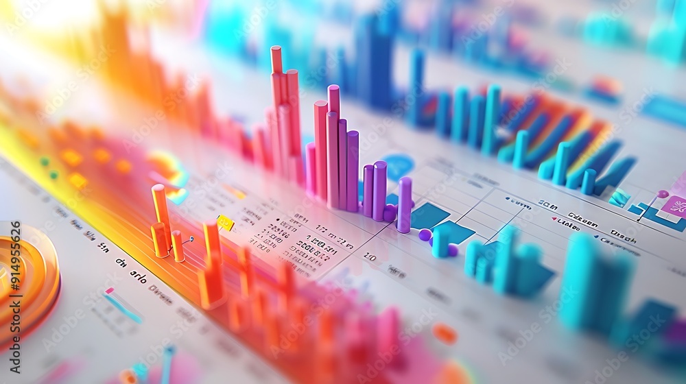 A detailed infographic showing stock market growth trends, with vibrant ...