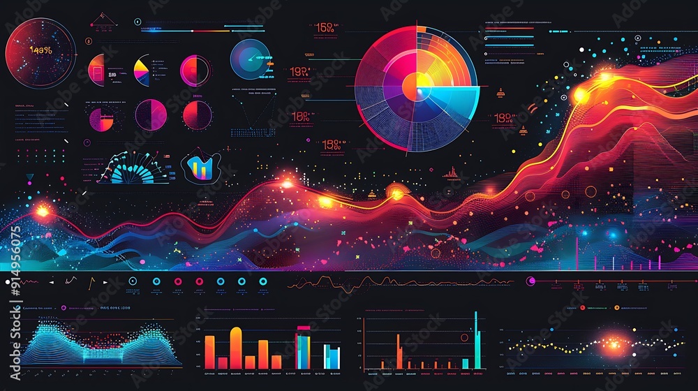 A dynamic infographic-style image of stock market growth trends ...