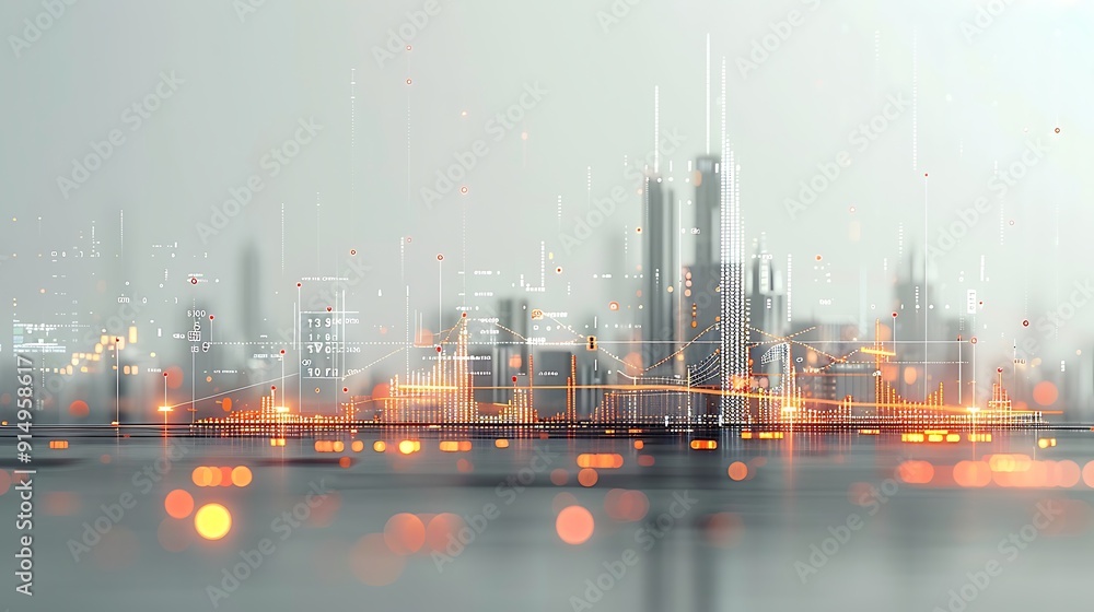 A high-definition infographic of stock market growth trends, featuring ...