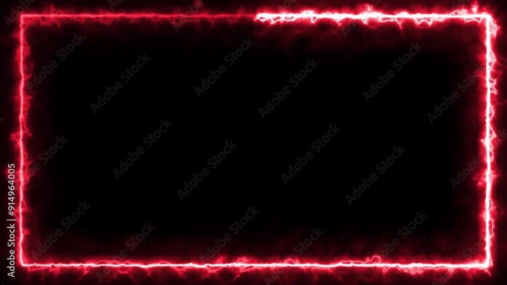 neon border frame, red thunder border, rectangle, square, frame, black ...