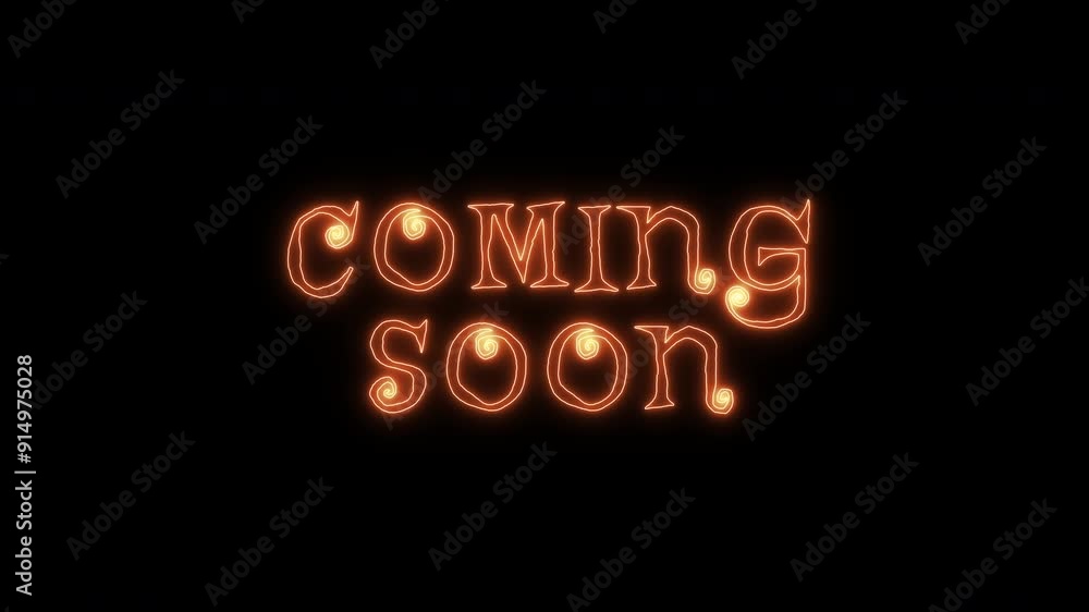 Coming soon text animation, neon effect. Alpha channels, overlays. Best ...