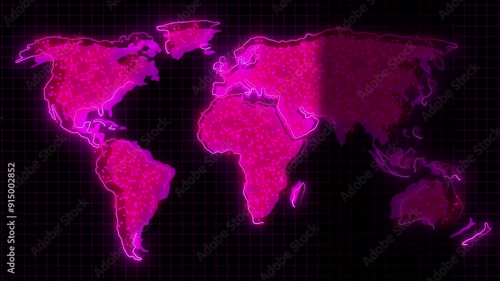 World map from glowing blinking particles. Digital planet Earth. World ...