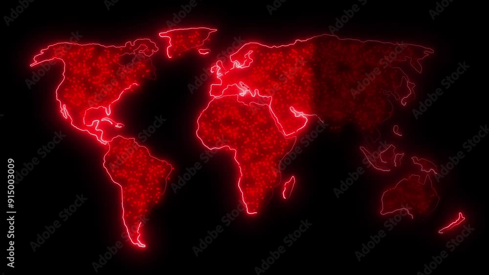 World map from glowing blinking particles. Digital planet Earth. World ...