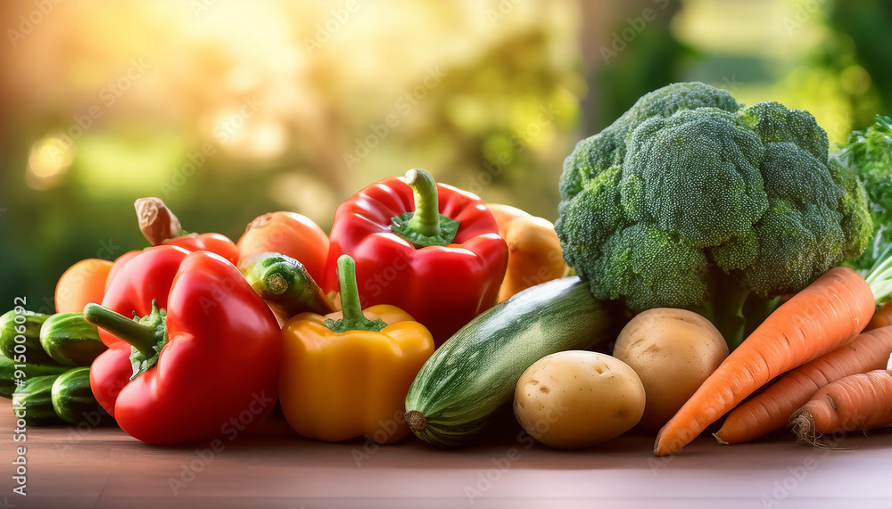 Assortiment de légumes sains et bio, tomates carottes brocolis poivrons ...