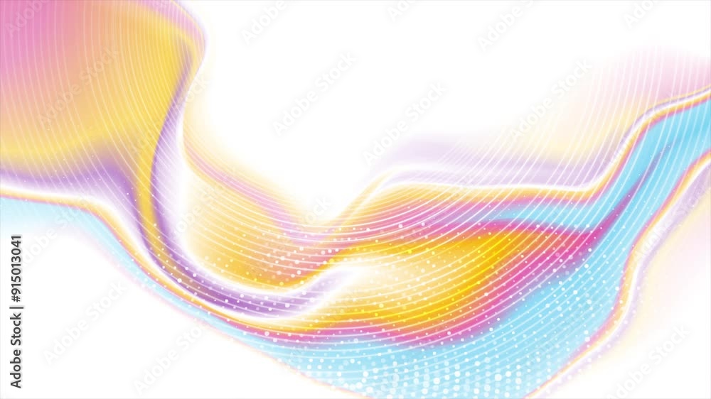 Bright smooth liquid waves and halftone dots abstract geometry background. Seamless looping ...