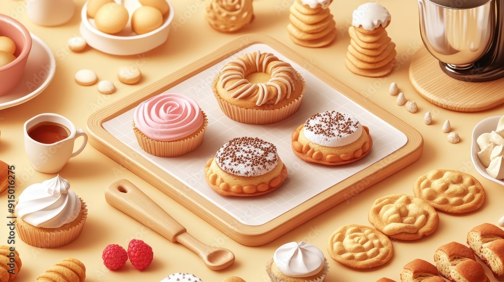 Set of Bakery and cookie set,Baking ingredients and kitchen utensil ...