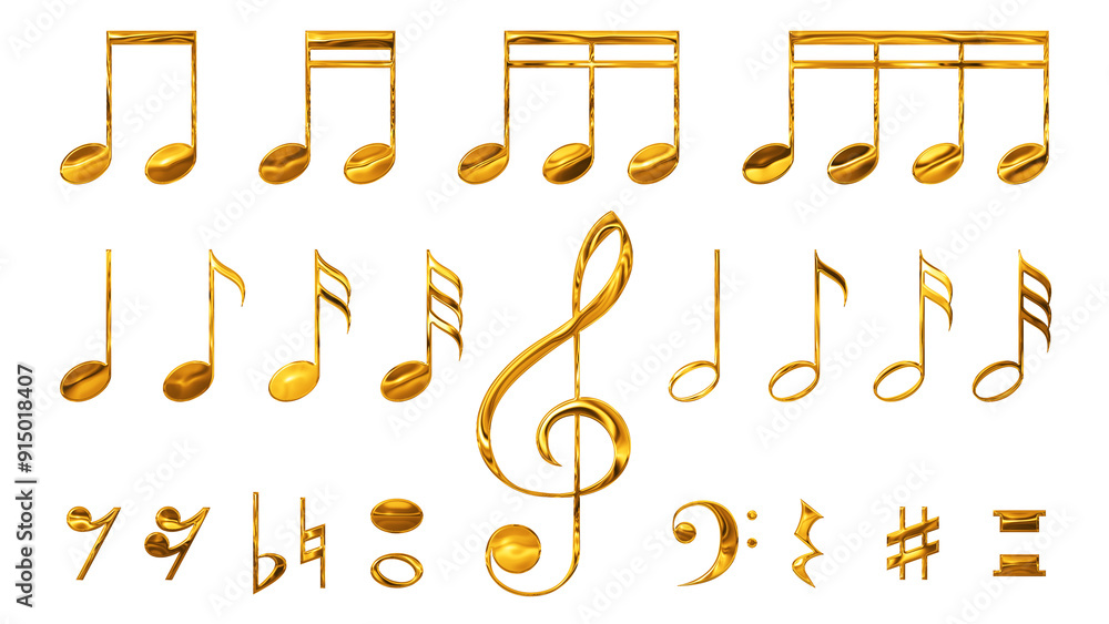 png golden music notes shiny and glowing on transparent background ...