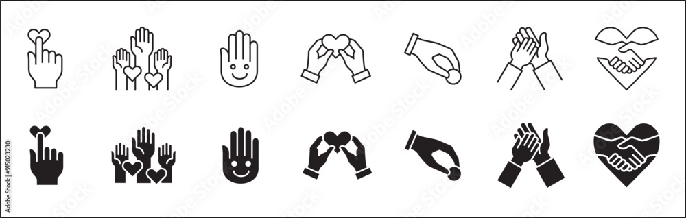 Charity and donation icon set. Aids icons. Charity hands icon. Giving ...