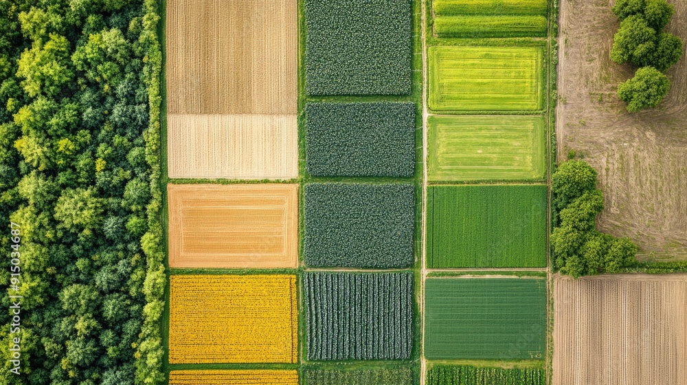 Digital map of a farm with zones marked for different crop treatments ...