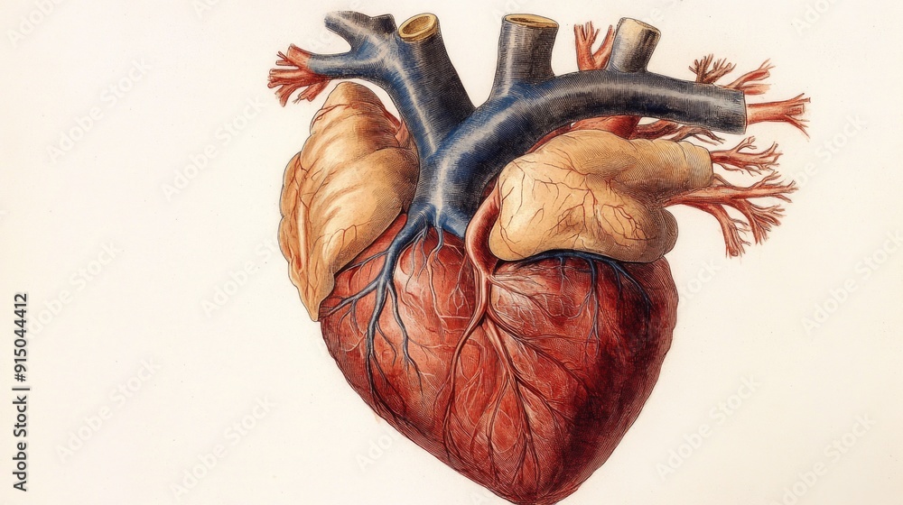 Transparent Cross-Sectional Visualization of Human Heart Showing ...
