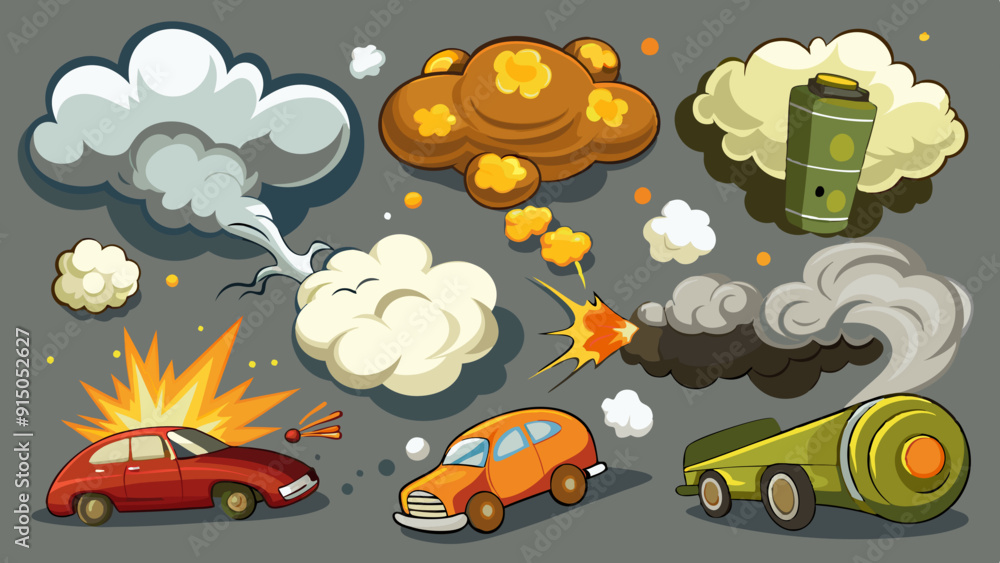 Cartoon dust clouds. Comic cloud shape, spray air smoke, fog road ...
