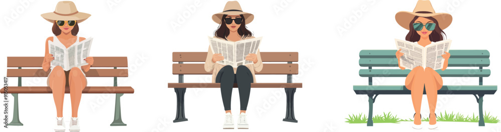 Professional spy character sitting on a park bench. Private ...