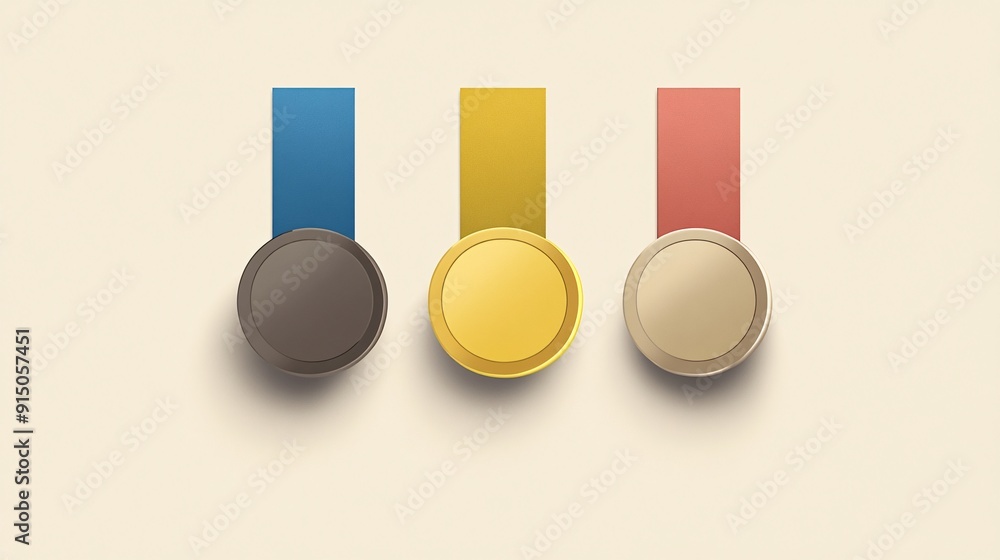 A minimalist depiction of medals, with the gold medal at the center and ...