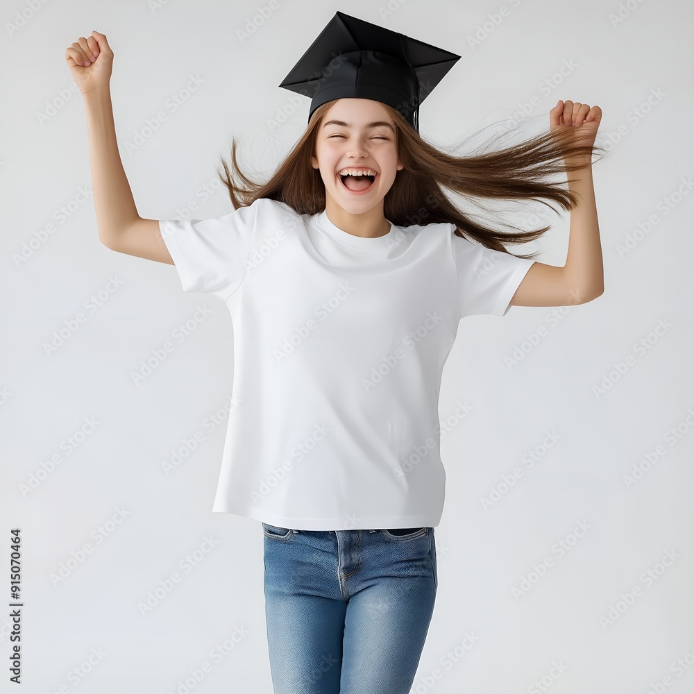 Graduation shirt mockup. Senior class, grad student white tshirt mock ...