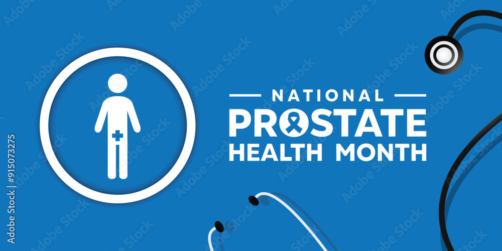 National Prostate Health Month. People, stethoscope and plus icon ...
