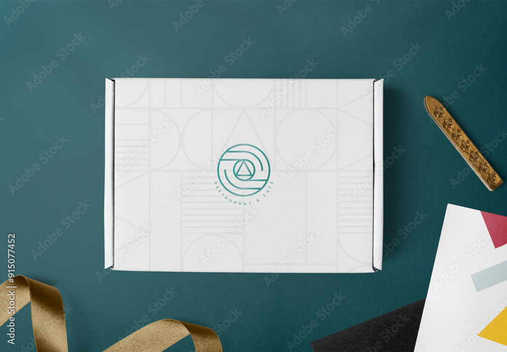 Flatlay Parcel Box Mockup Stock Template | Adobe Stock
