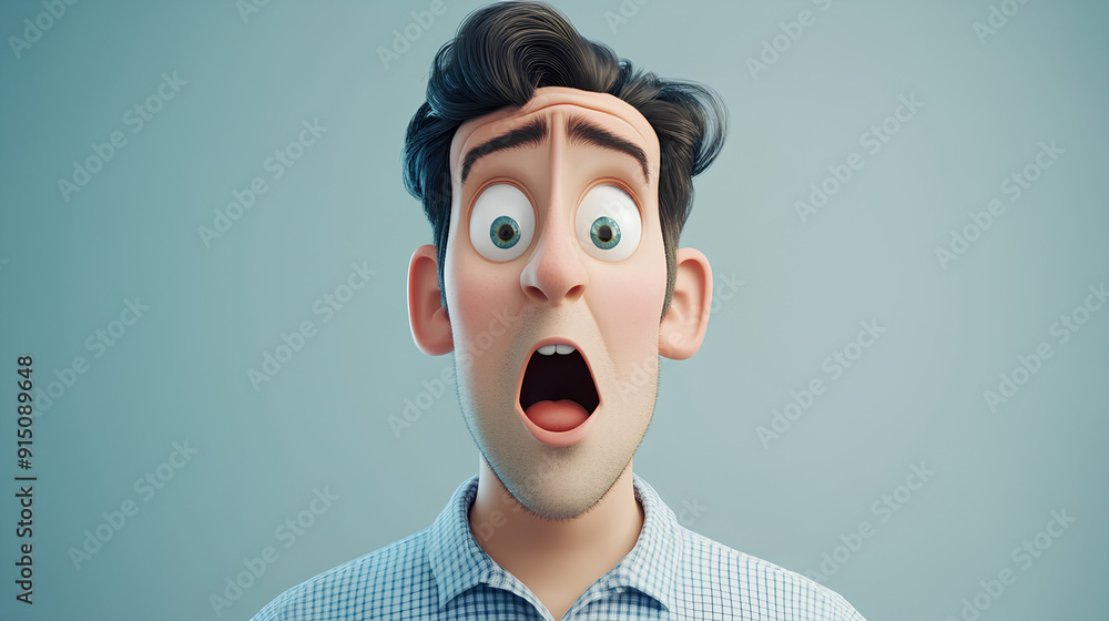 Shocked scared amazed cartoon character adult man male guy person ...