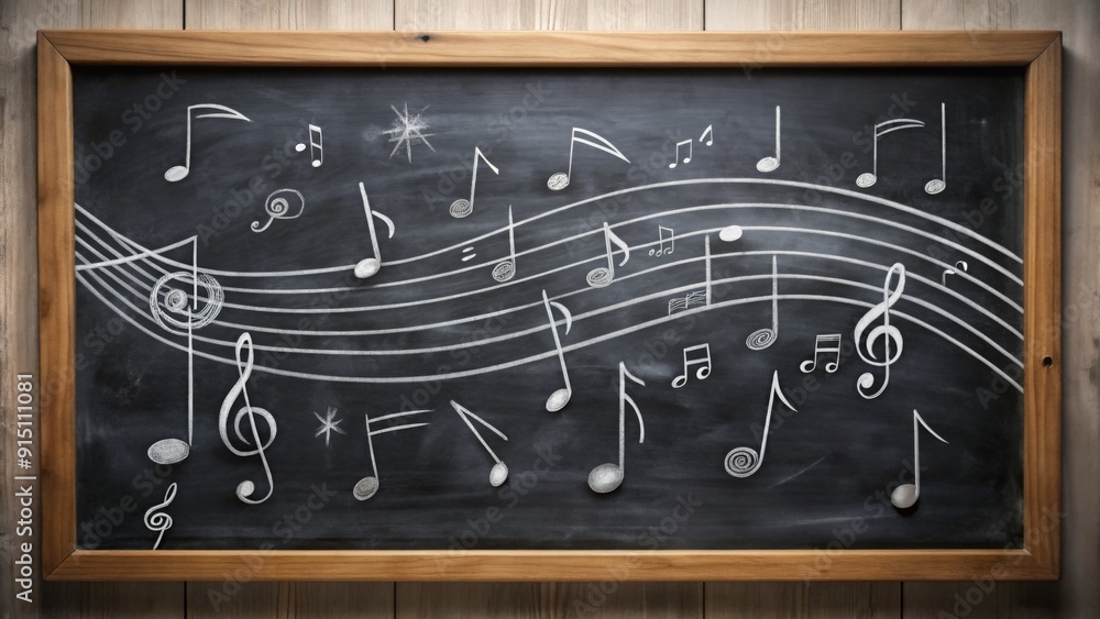 Chalkboard Music Notes A Composition of Musical Symbols on a Black ...