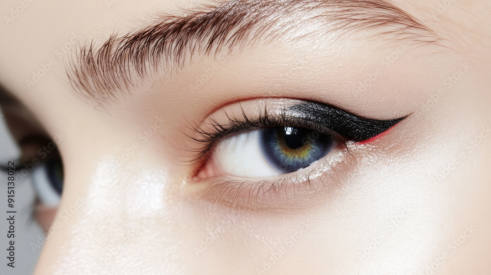 A close-up view of an eye showcasing expert makeup application ...