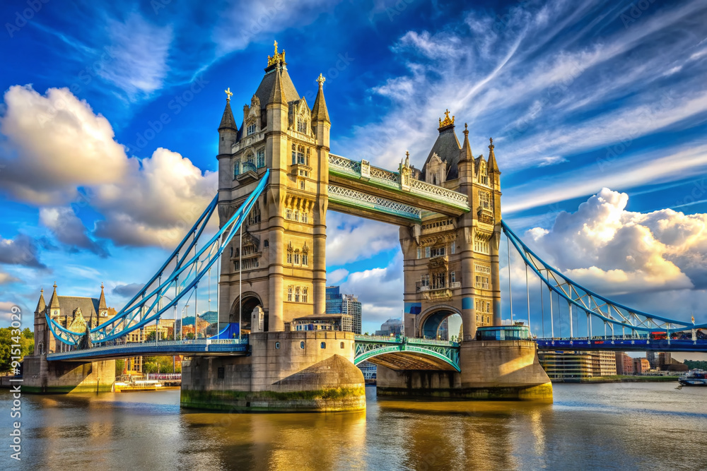 Foto de Historic Tower Bridge stretches majestically across the Thames ...
